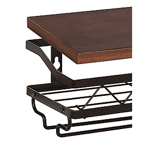 Wine Rack Wall Mounted, Bextcok 2-Pack Wine Glass Rack Wall Mounted Floating Wine Shelf with Glass Holder Champagne Display Storage Rack Wood Rustic for Kitchen Dining Room Bar Decoration, Bronze