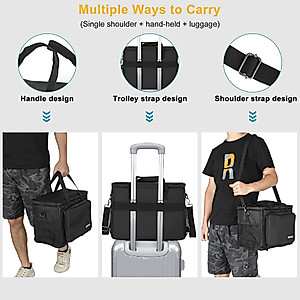 IBVIVIC 8 Slots Wireless Microphone Case with Foam, 1680D Heavy Duty Oxford Fabric Microphone Bag with Shoulder Strap, BLACK