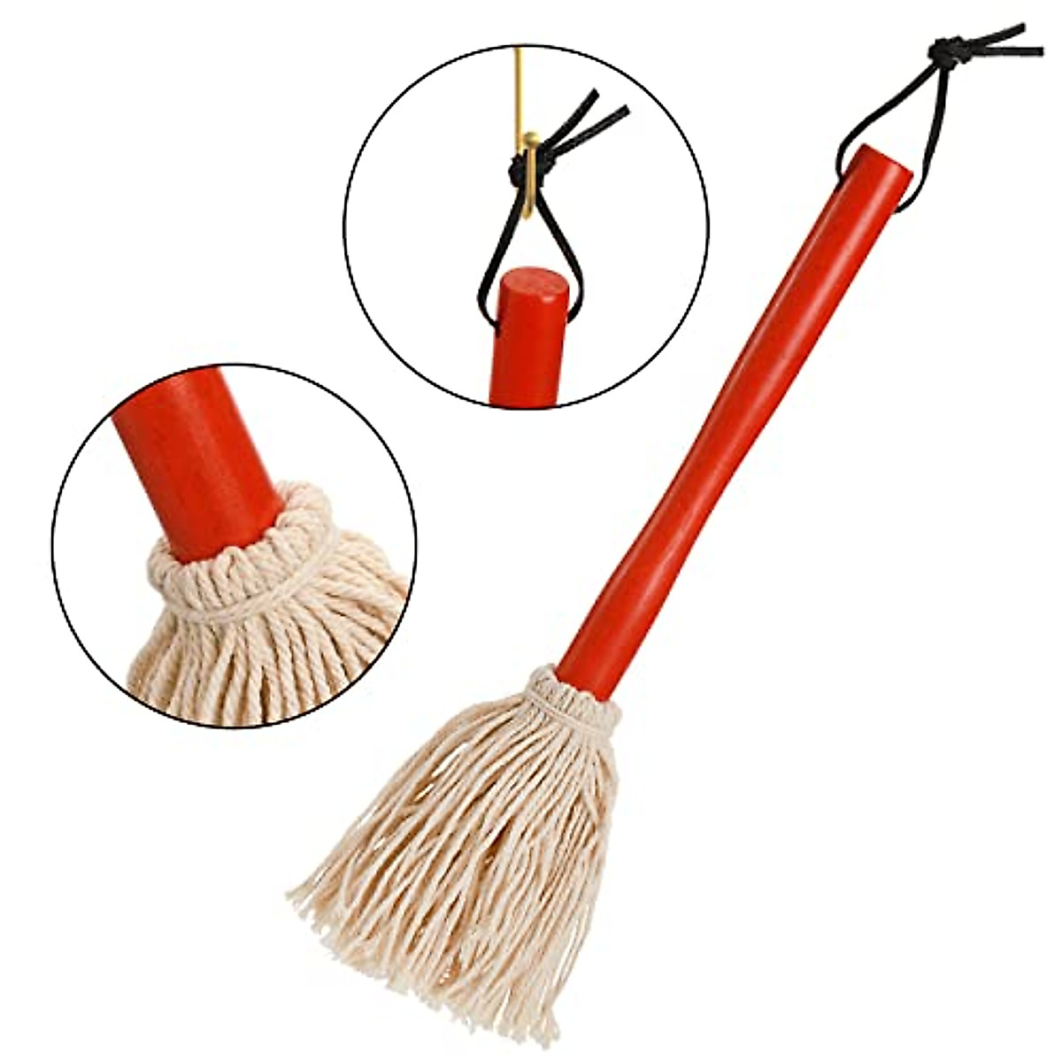 Hedume 6 Pack 12" BBQ Sauce Basting Mops, Roasting or Grilling Basting Mop, Cotton Fiber Head and Hardwood Handle, Grill Basting Mop for Barbeque, Marinade, Smoking Steak or Glazing