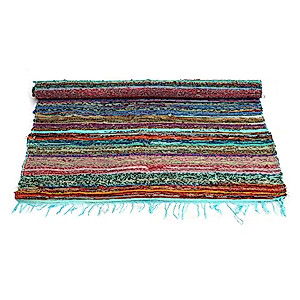 Handmade Braided Chindi Rug, Rag Rug, Area Rug, Carpet Rug, 3x5 Foot, 4x6 Foot, 5x7 Foot, Multi Color Rug (3x5 Ft (36x60 Inch))