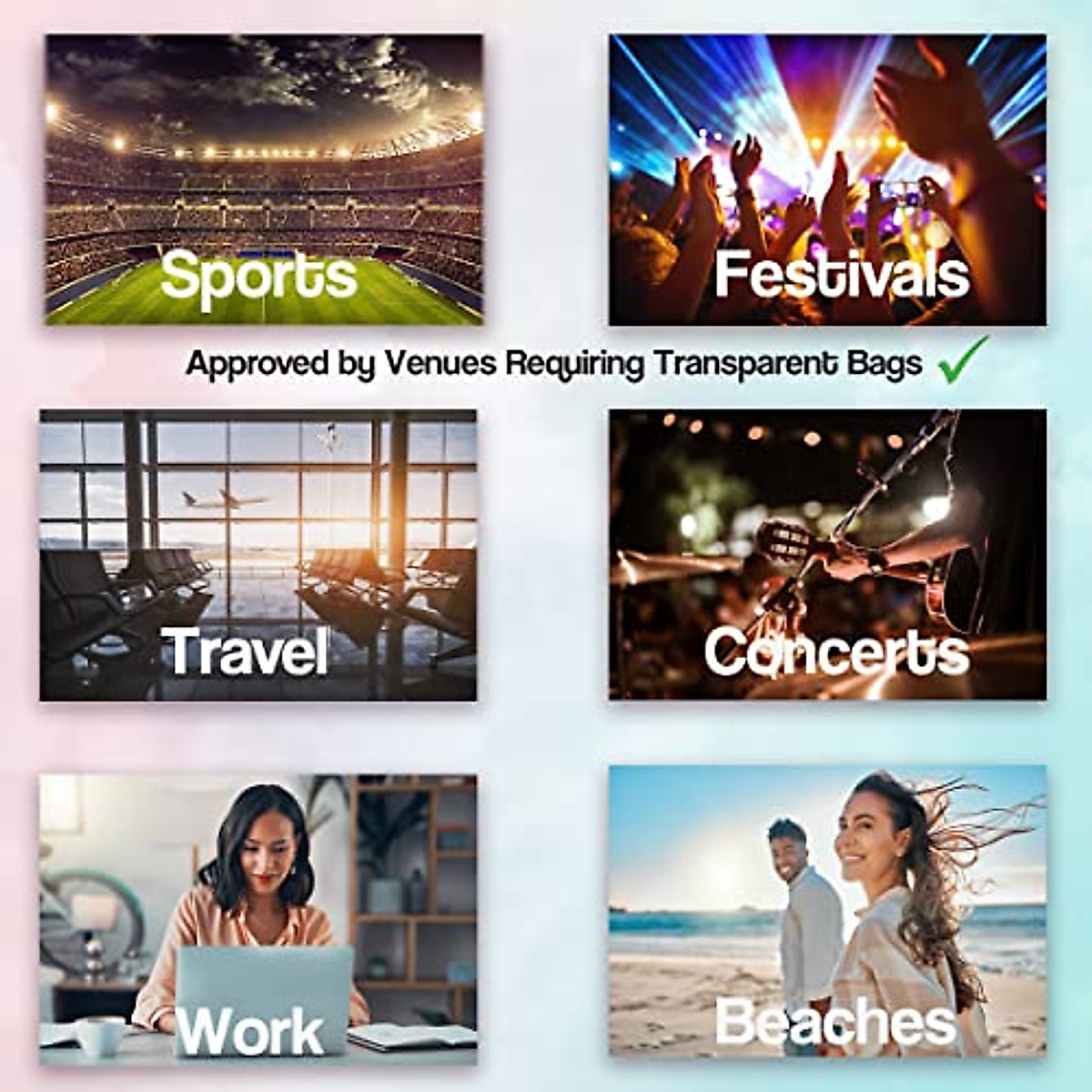 Winterlace 12 Pack 16" Clear Backpack Transparent Heavy Duty Water Resistant PVC for Sports, Stadiums, Festivals, Concerts (3 Assorted Styles)