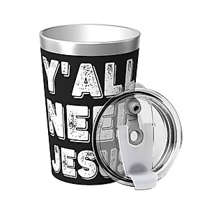 12oz Tumbler Christian Y'All Need Jesus Stainless Steel Cup With Straw And Lid Spill Proof Bulk Double Wall Vacuum Reusable Water Tumblers For Cold Hot Drink