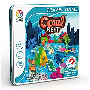SmartGames Coral Reef Tin Box Magnetic Travel Game with 48 Challenges for Ages 4+