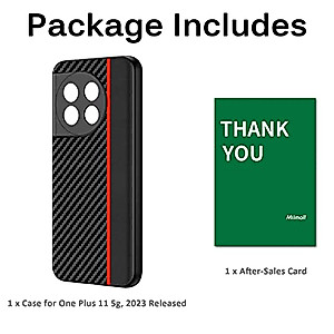 Miimall Compatible for One Plus 11 5G Leather Case, with Carbon Fiber Pattern, Anti-Fingerprint Ultra-Thin Lightweight Shell, Full Coverage Shockproof Cover Case for One Plus 11 5G, 2023(Black&Red)