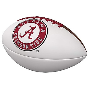 Logo Brands NCAA Alabama Crimson Tide Official-Size Composite Leather Autograph Football with Smooth White Panels and Debossed Logos, Team Color