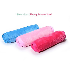 Makeup Remover Cloth Clean Towel, Reusable Facial Cleansing Towel - Chemical Free, Remove Makeup Instantly with Just Water - Money-back Satisfaction Guaranty (1 Rosy)