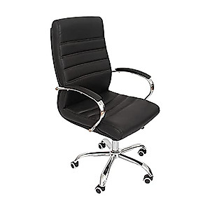 CangLong High Back Wheels Ergonomic Executive Adjustable Waterfall Seat Padded Arms Swivel Computer Office Chairs, Black