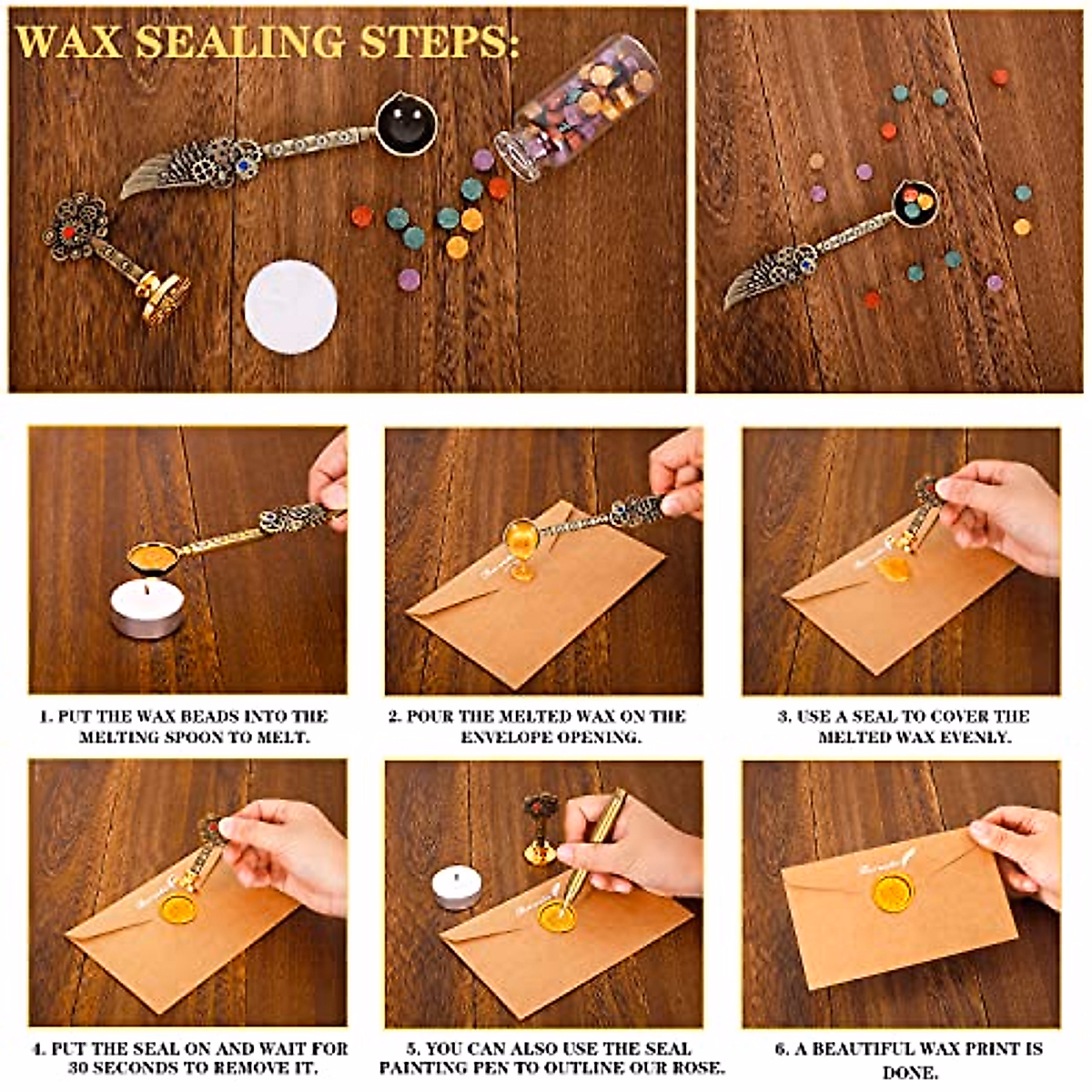 NC Feather Pen Ink Set, Includes Quill Pen,Notebook,5 Replaceable Nibs,Stamp,Spoon,Wax Beads,White Wax, Ink,Pen Holder, Cup,Envelope,Letter Paper, Etc.Gift Selection Calligraphy Pen Set.