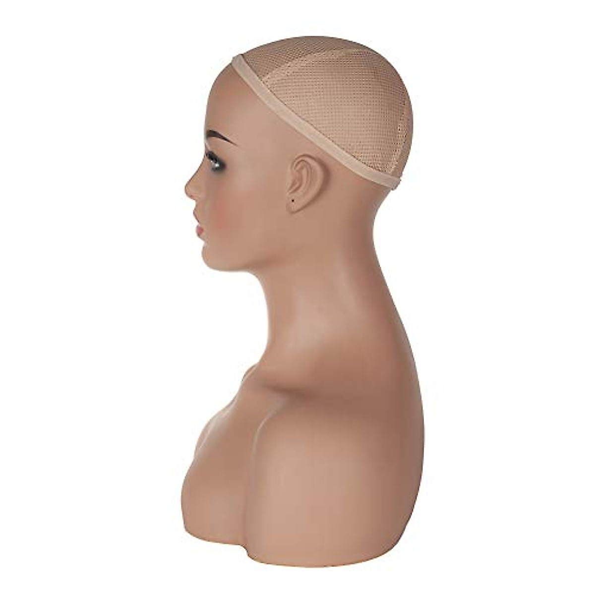 Realistic Female Mannequin Head with Shoulder Display Manikin Head Bust for Wigs,Makeup,Beauty Accessories Displaying