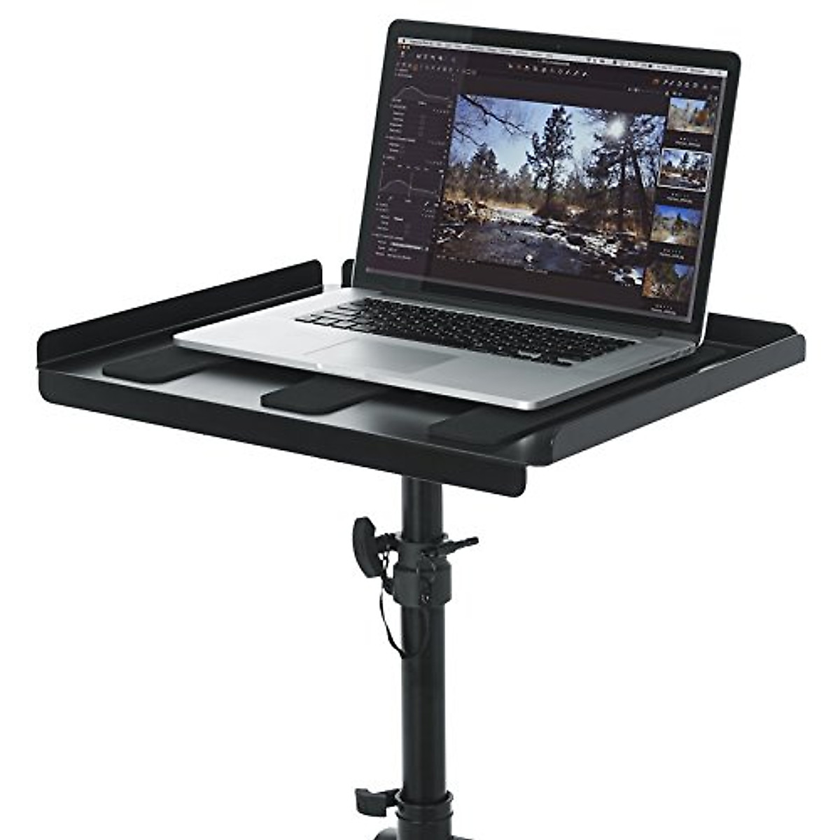 Gator Frameworks Heavy Duty Deluxe Adjustable Multi-Media Gear Stand Featuring 100x100 Vesa Mounting Brackets | Ideal for Laptops and more; Min/Max Height - 36"/48" (GFW-UTL-MEDIATRAY2)