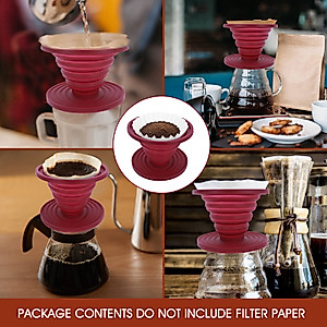 2 Pieces Collapsible Pour Over Coffee Dripper, Portable Camping Pour Over Coffee Maker, Reusable Silicone Pour Over Coffee Filter for Backpacking Hiking Camping Home Office