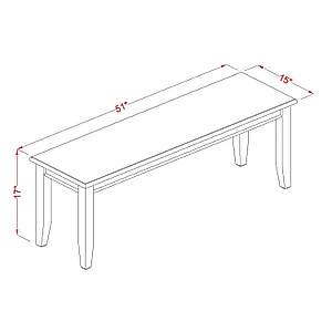 East West Furniture DUB-BLK-W Dudley Dining Bench with Wooden Seat, 51x15x17 Inch, Black