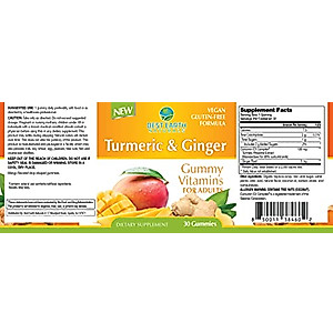 Best Earth Naturals Turmeric & Ginger Gummy Vitamins for Adults - Vegan Gummies with 95% Standardized Curcuminoids for Joint & Antioxidant Support, 30 Count