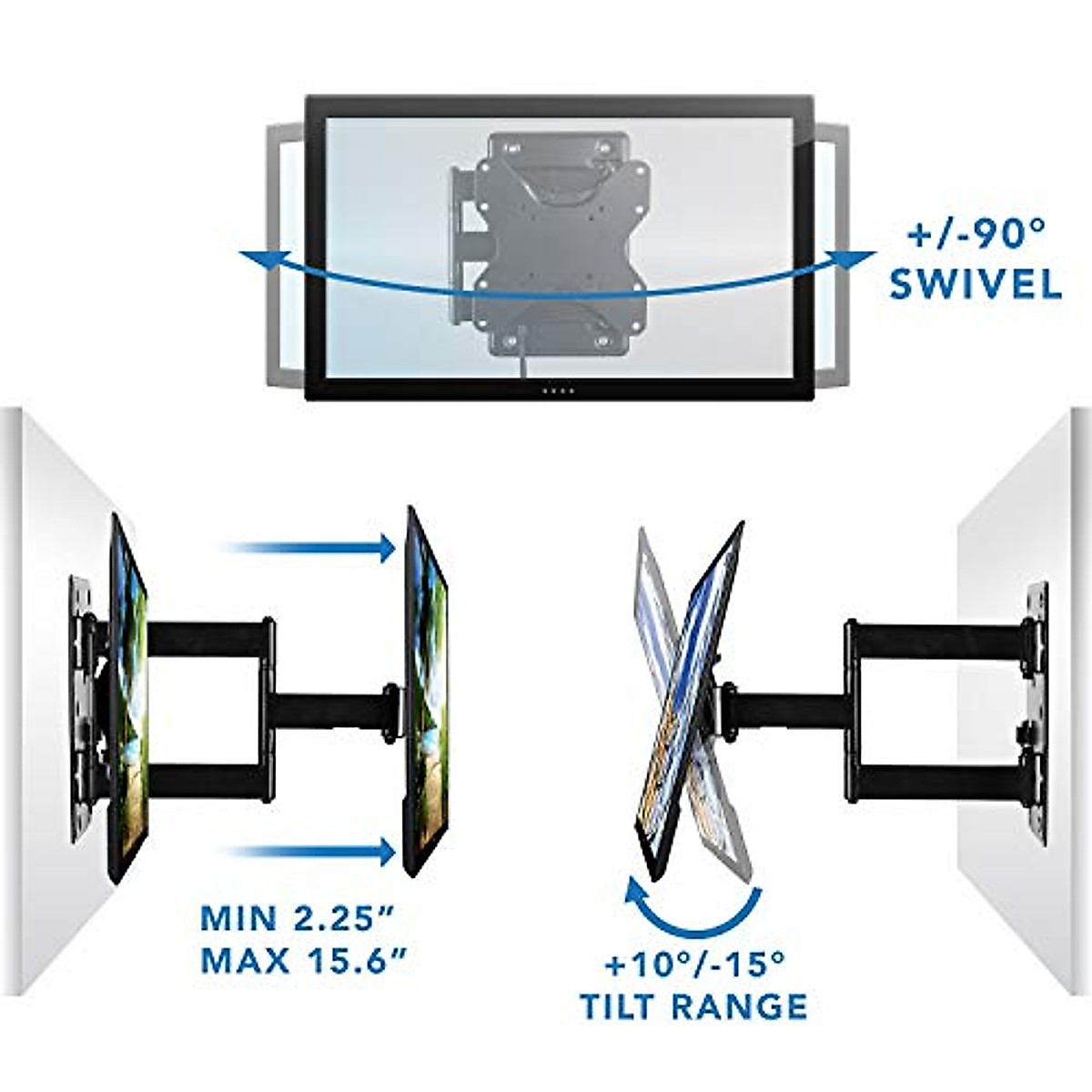 Mount-It! Lockable RV TV Wall Mount with Quick Release, Full Motion Flat Screen Bracket for Campers, Travel Trailers, RVs, Motorhomes and Marine Boats, Fits Most 23-43" VESA 100, 200, 77 Lbs Capacity