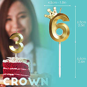 50th Birthday Candles for Cake, Number 50 Gold Candles with Crown, 3D Design Birthday Cake Topper for Women Men Birthday Party Wedding Anniversary Celebration Decorations Supplies