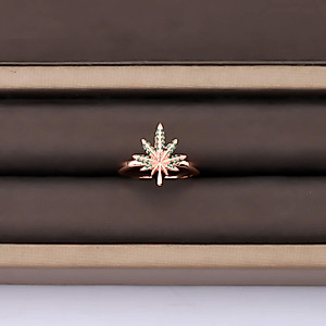 TGBJE Cannabis Leaf Ring Cannabis Gift Cannabis Weed Gift Cannabis Lover Gift Marijuana Gift (RG G-weed)