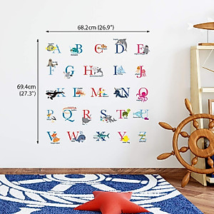 DECOWALL DS-8040 A-Z Ocean Alphabet Kids Wall Stickers Wall Decals Peel and Stick Removable Wall Stickers for Kids Nursery Bedroom Living Room (Small) d?cor