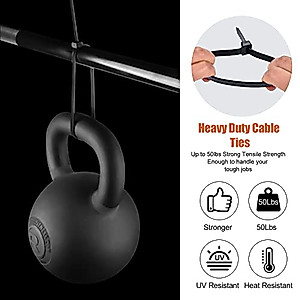 12 Inch Zip Ties (Bulk 1000 Pack Black & 100 Pack White),50LBS Tensile Strength Heavy Duty Cable Wire Ties With Self-Locking Adjustable Durable Nylon Tie Wraps for Indoor Outdoor (10 Pack Mount)