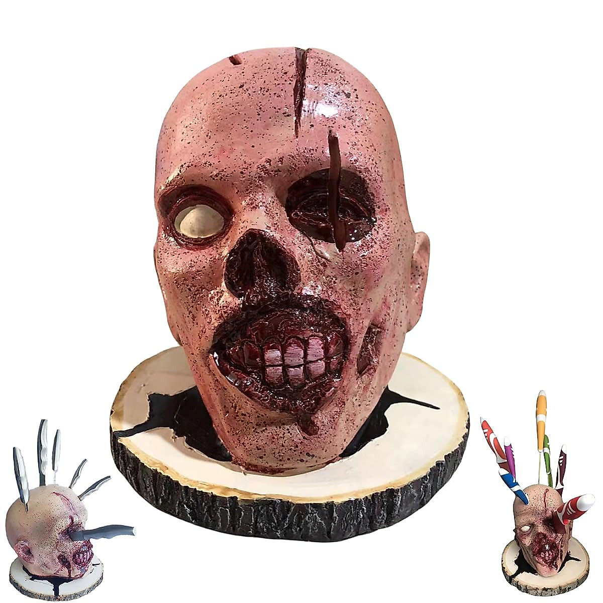 WANYOUJI Halloween Knife Holder, Horror Desktop Knife Block Fruit Knife Storage Rack Home Decor Ornament for Halloween Scary Theme Party Props