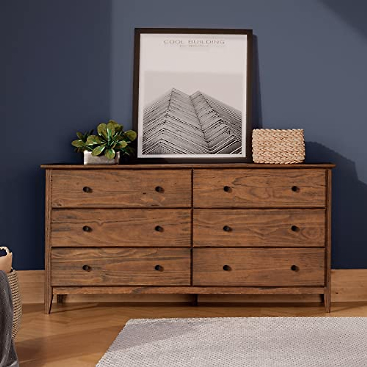 Grain Wood Furniture Greenport 6-Drawer Dresser, Brushed Walnut