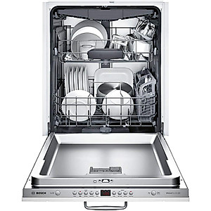 SHVM63W53N 24 300 Series Scoop Handle Dishwasher with 16 Place Settings 5 Wash Cycles 3rd Rack 44 dBA Noise Level and Extra Dry Option in Panel Ready