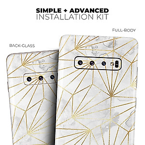 DesignSkinz Karamfila Watercolor & Gold V4 Protective Vinyl Decal Wrap Skin Cover Compatible with The Samsung Galaxy S20 (Screen Trim & Back Glass Skin)