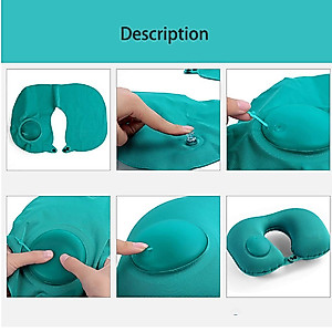 Portable U-Shape Inflatable Travel Pillow Car Head Rest Air Cushion for Travel Office Nap Head Rest Air Cushion Neck Pillow (Color : Blue)