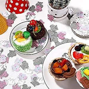320 Pcs Baby Elephant Baby Shower Confetti,Elephant Baby Shower Decoration Elephant Theme Table Party Confetti for Baby Shower Gender Reveal Party Supplies (Pink, Gray, White)