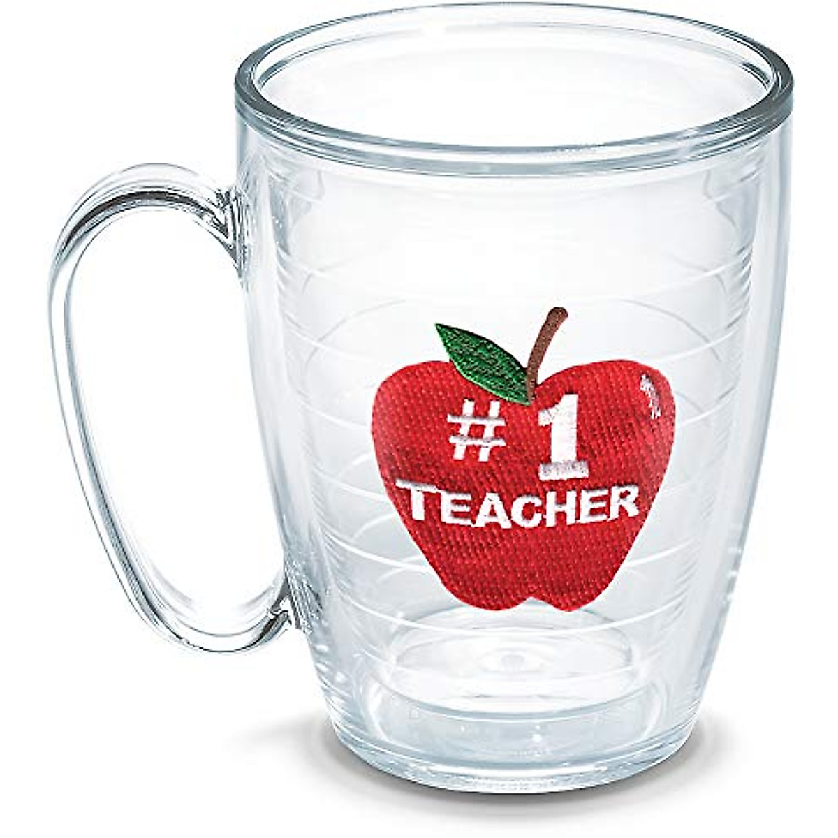 Tervis Made in USA Double Walled #1 Teacher Apple Insulated Tumbler Cup Keeps Drinks Cold & Hot, 16oz Mug, Unlidded