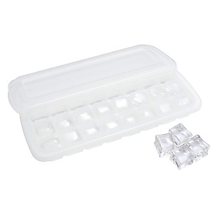 Humbee Ice Cube Tray, Soft Silicone Ice Tray with Lid, Flexible Stackable Ice Cube Trays for Freezer, 1-Inch Cubes (24 Cubes, White)