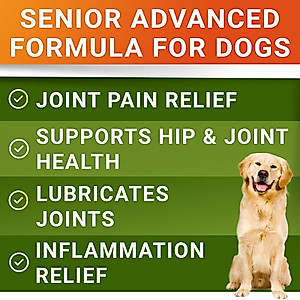 Senior Advanced Glucosamine Chondroitin Joint Supplement for Dogs - Hip & Joint Pain Relief Pills - Large & Small Breed - Hip Joint Chews Canine Joint Health - Chews Older Dogs - Bacon Flavor-120Ct