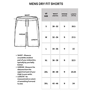 Real Essentials Mens Dry Fit Shorts Dri Active Wear Short Men Athletic Performance Basketball 9 Inch Inseam Sweat Tennis Soccer Running Essentials Gym Casual Workout Sports, Set 13, S, Pack of 5