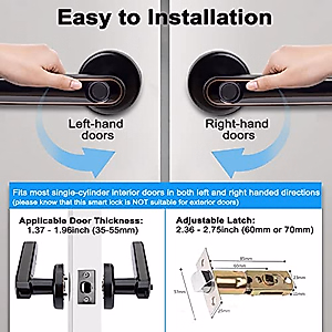 Seculiving Fingerprint Door Lock, Bedroom Biometric Thumb Print Door Knobs for Homes/Master Room/Garage/Office, Silent Digital Indoor Door Handle with Keypads & Keys