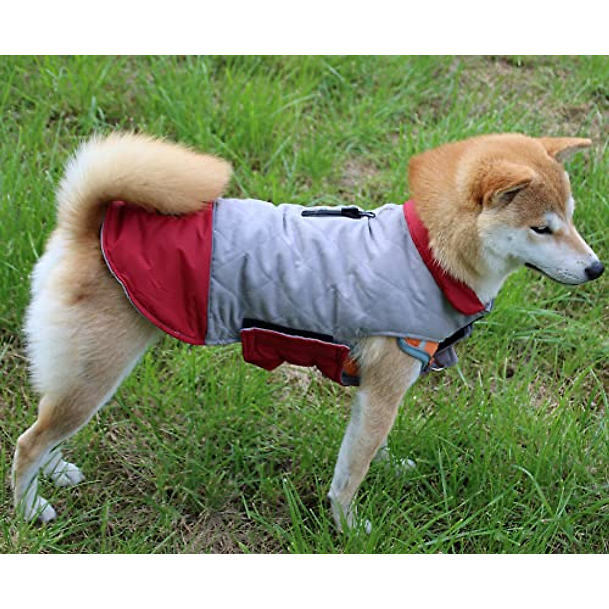 Vecomfy Reversible Dog Coats for Small Dogs Waterproof Warm Dog Jacket for Cold Winter,Red and Grey M