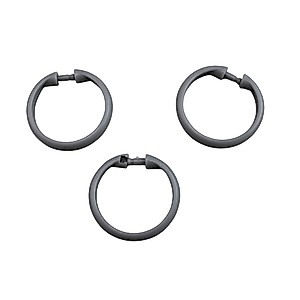 12 Piece Plastic Basic Locking Round Hook Easy Gliding Shower Curtain Rings Fits All Standard Size Shower Rods (Grey)