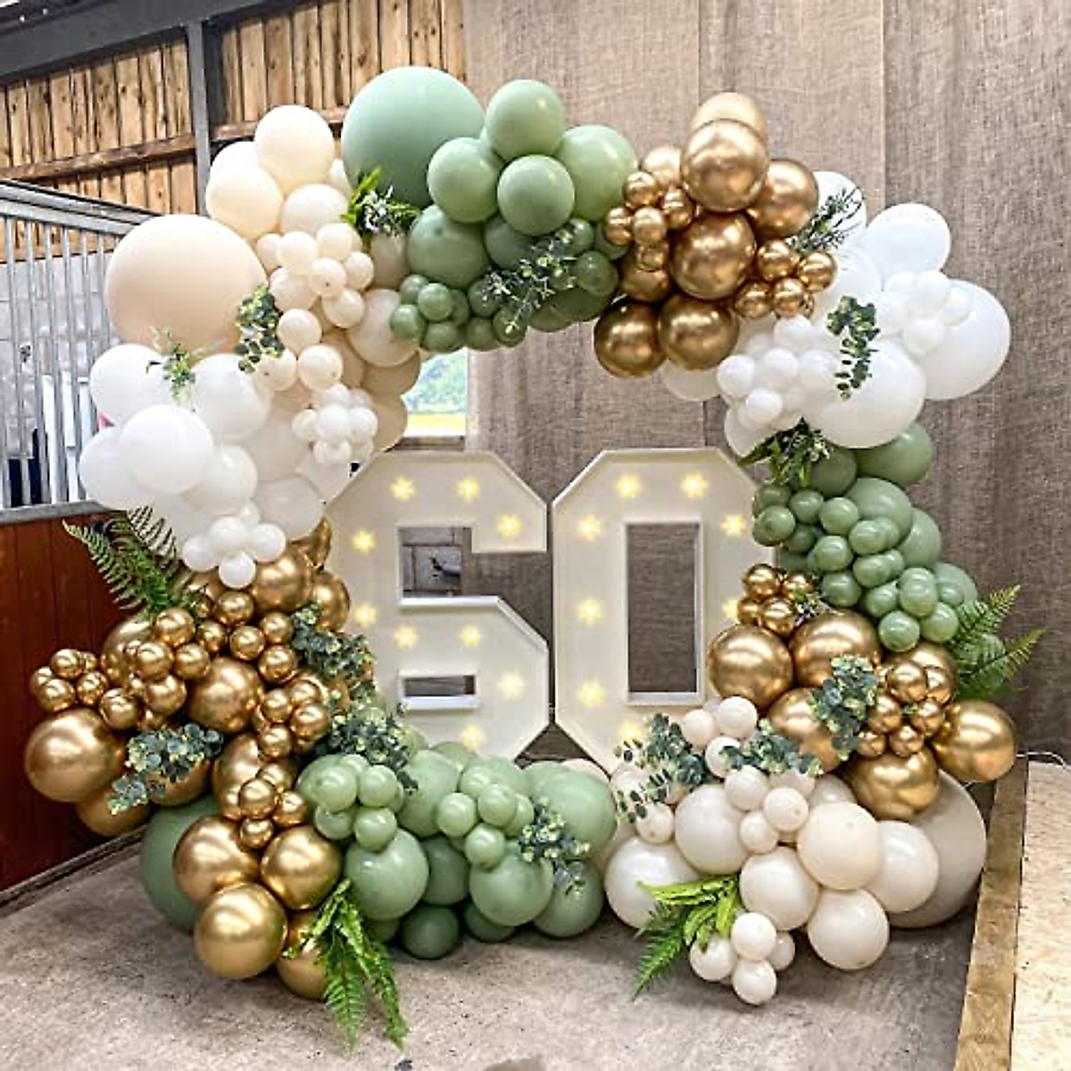 Kbrand Sage Green And Gold Balloons Arch Kit Garland Decor Olive And Gold Balloons Baby Shower Gender Neutral Jungle Neutral Metallic Chrome Confetti, QQL 11