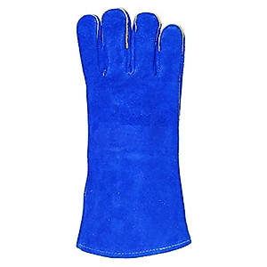 MAGID M1018 WeldPro Shoulder Split Cow Leather Welding Gloves, Standard, Blue (12 Pair)