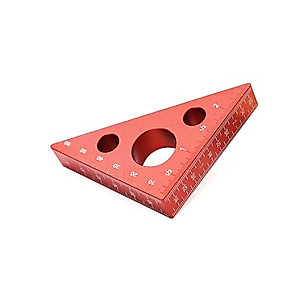 WEITARI Aluminum Alloy Triangle Ruler, 45 Degree Angle, DIY Woodworking Height Measuring Gauge, 65mm (Red)