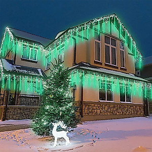 Meteor Shower Rain Light 80cm 8 Tubes 576 LED Waterproof Falling Rain Lights Snow Falling for Home Decor Wedding Garden, Green