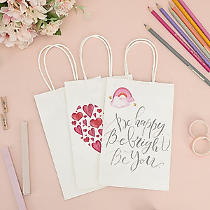 Moretoes 125pcs White Paper Bags with Handles 5.2x3.8x8 Inch, Kraft Small Gift Bags Bulk, Retail Bags, Shopping, Birthday Wedding Party Favor Bags, Merchandise Bags