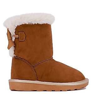 LONDON FOG Girls Toddler Derby Street Fashion Boot Fur Lined Warm Winter Boots Chestnut 10