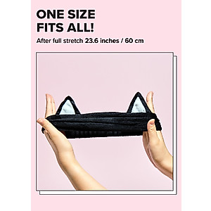 I DEW CARE Face Wash Headband - Black Cat | Spa, Soft, Cute for Makeup, Shower, Teen Girls Stuff, 1 Count