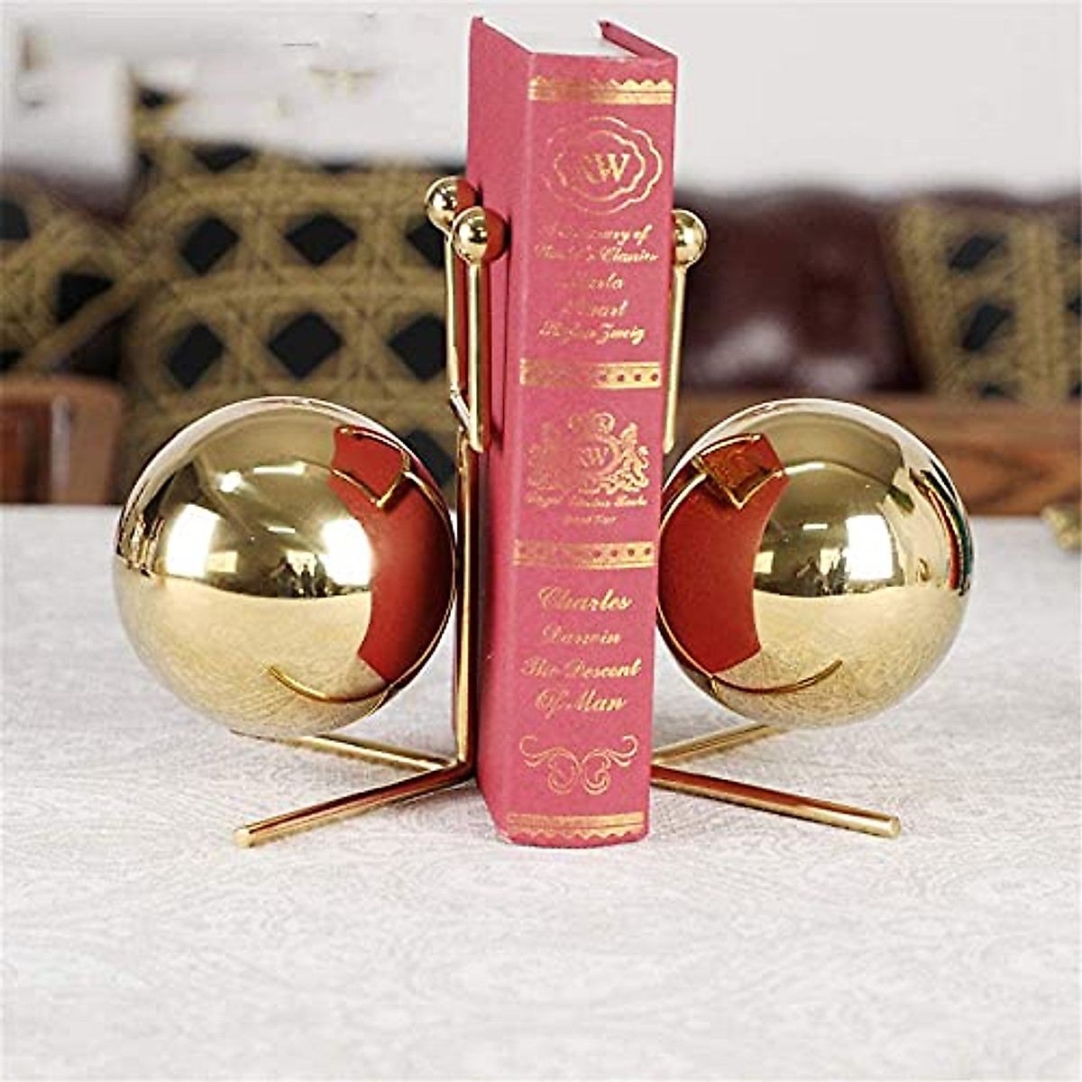 Bookend Supports HeavyDuty ， Bookends 1 Pair of Heavy-Duty Stainless Steel Art Desktop Design Decorative bookends for Home Office