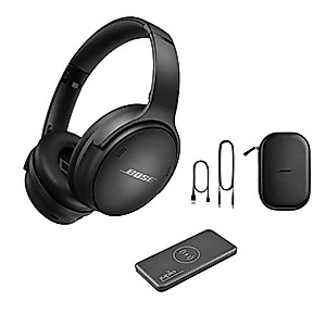 Bose QuietComfort 45 Wireless Noise Cancelling Headphones, Triple Black with Power Bank Charger