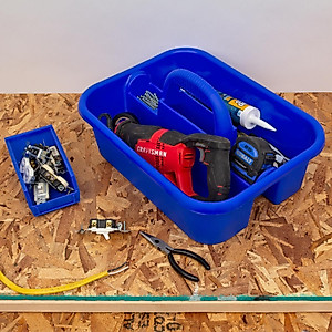 Akro-Mils 09185 Plastic Tote Tool & Supply Cleaning Caddy with Handle, (18-3/8-Inch x 13-7/8-Inch x 9-Inch), Blue (09185BLUE)