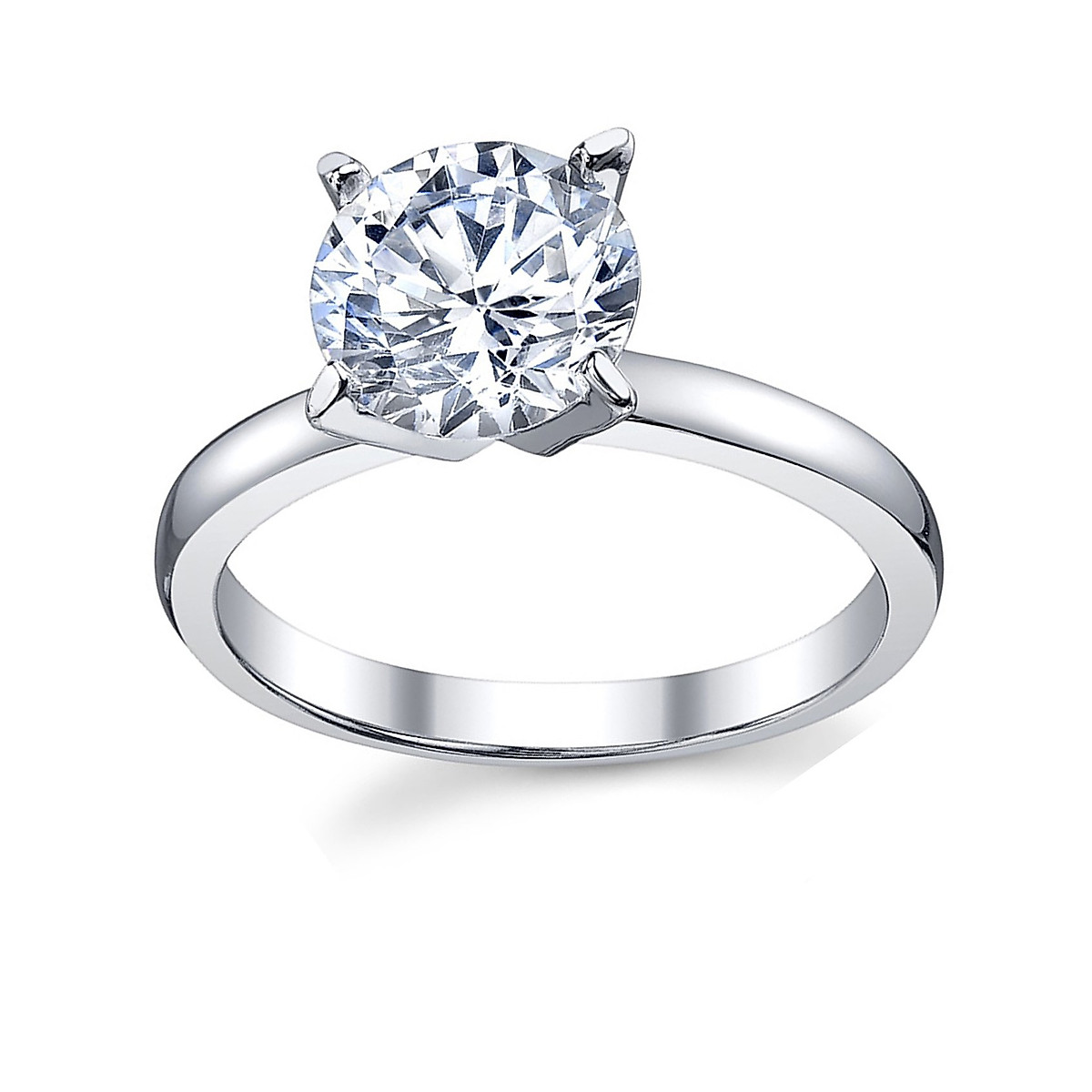 2 Carat Round Brilliant Cubic Zirconia CZ Sterling Silver 925 Wedding Engagement Ring Size 7