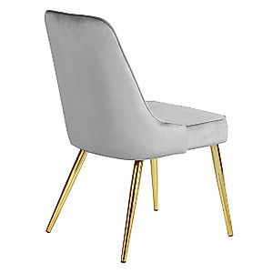 KithKasa Velvet Dining Upholstered Sets of 2 Mid-Century Modern Chair with Gold Legs for Kitchen Room, Gray