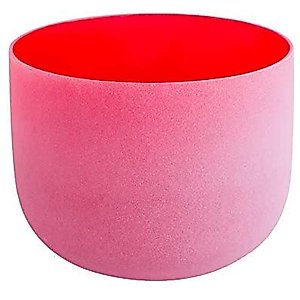 ENERGYSOUND Red Colored Frosted C Note Root Chakra Quartz Crystal Singing Bowl 10 inch mallet and o-ring included