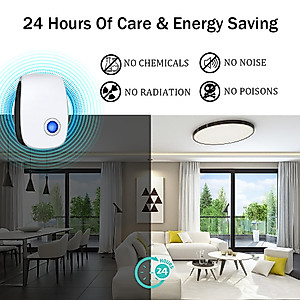 Ten KiKi Ultrasonic Pest Repeller Plug-in Ultrasonic Repellent for Mice, Mouse, Mosquito, Insect, Spider, Bug, Ant, Cockroach, Rodents & Rats Indoor Use Repeller 6 Packs, White