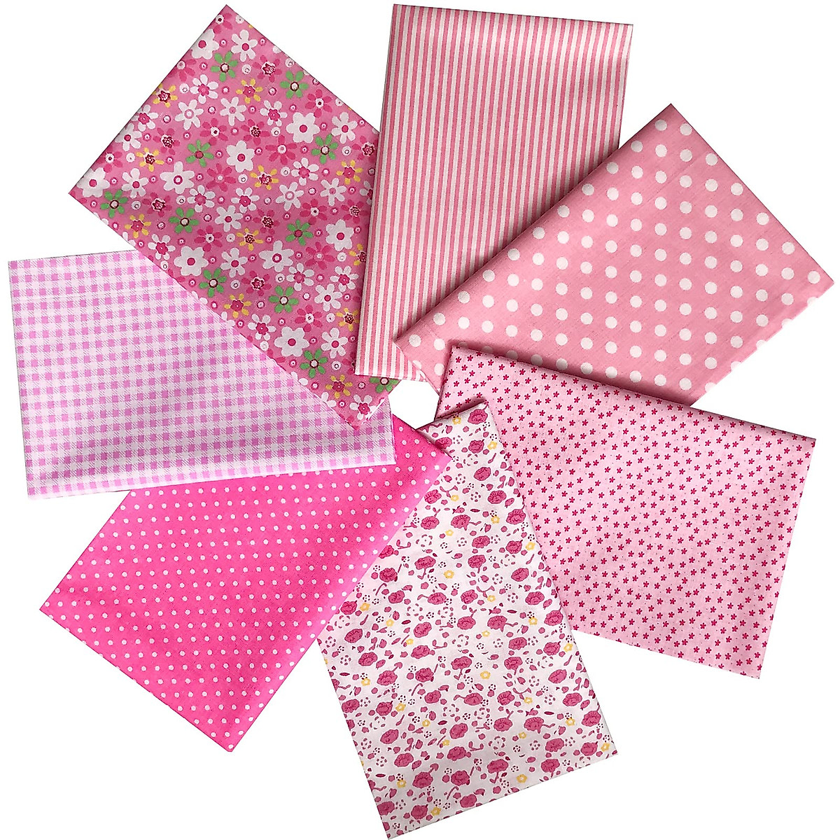 Quilting Fabric Misscrafts 7pcs 50 x 50cm Cotton Fabric DIY Making Supplies Craft Patchwork Fabric Bundle Fat Quarter Pre-Cut Quilt Squares for DIY Sewing Scrapbooking (Pink)